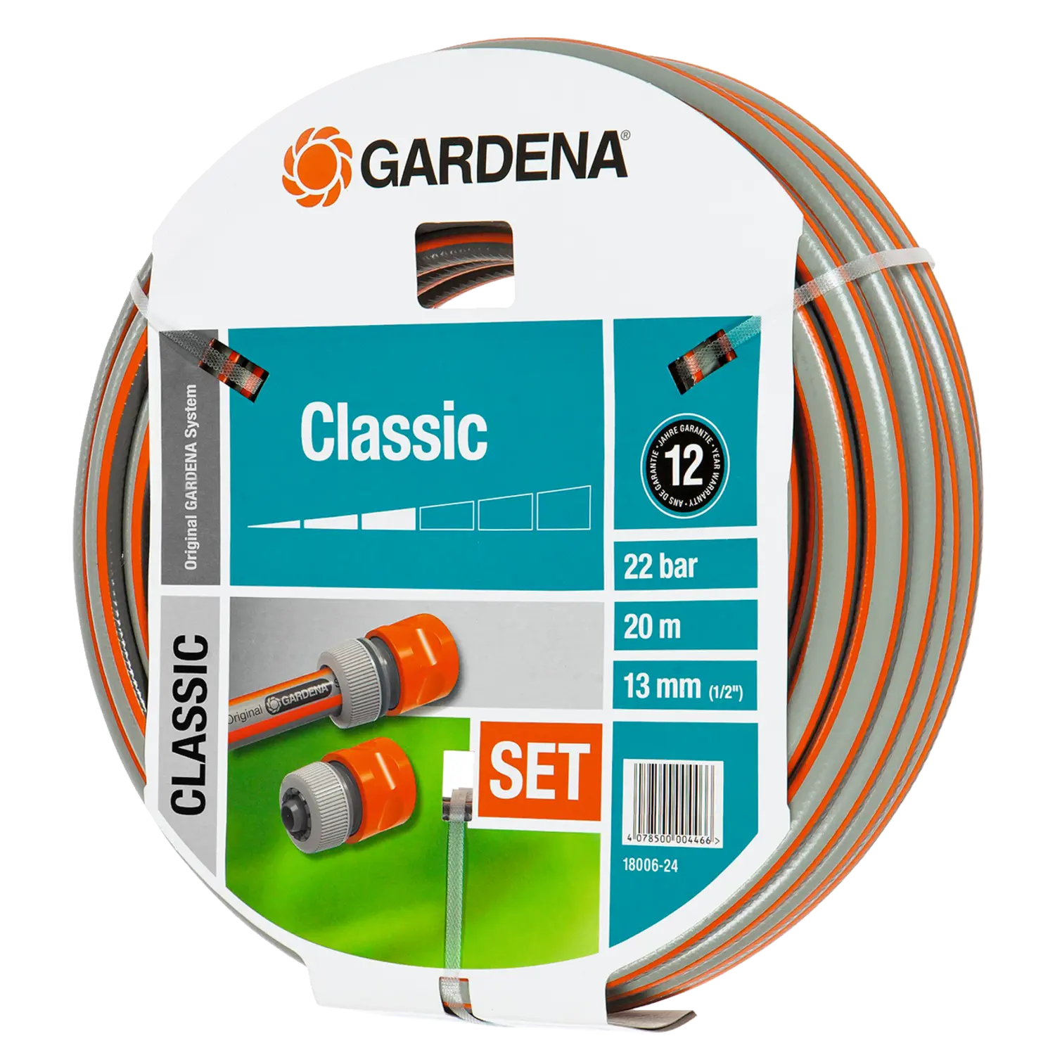 Gardena Classic slange 1/2" - 20 m inkl. 2 slangekoblinger 18006