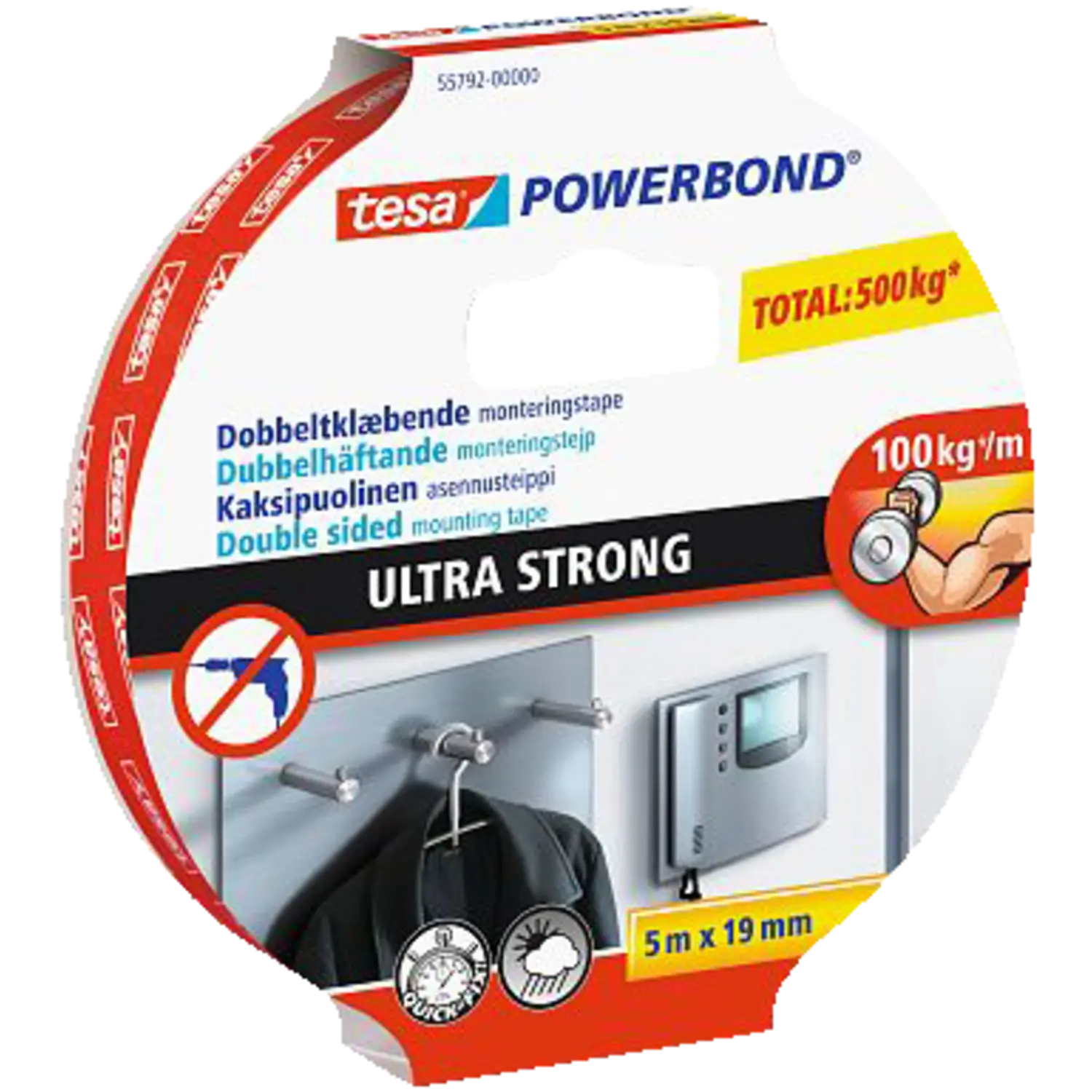 Tesa® Powerbond Ultra Strong dobbeltklæbende monteringstape 19 mm