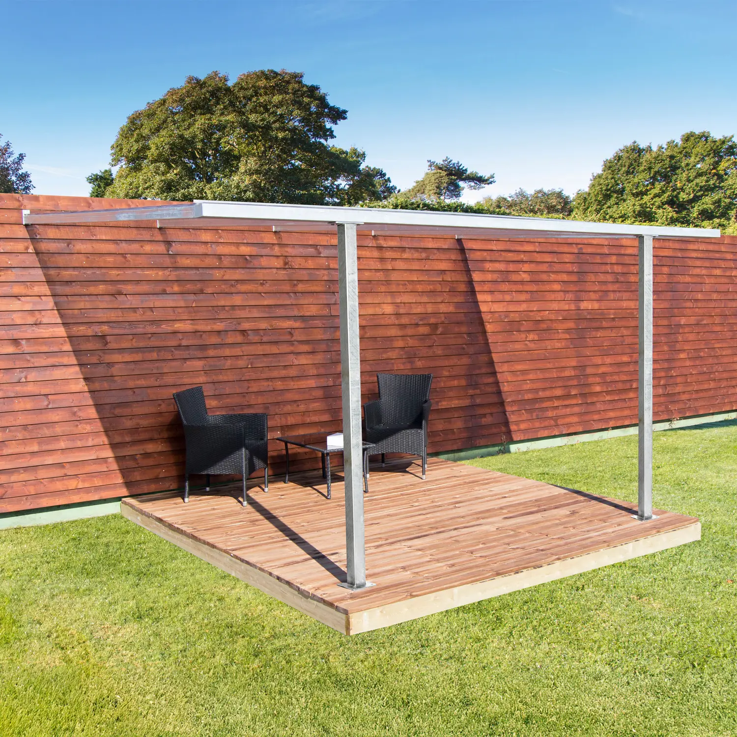 Terrasseoverdækning medium firk. stolper 3,075 x 4,16 m - inkl. tagplader