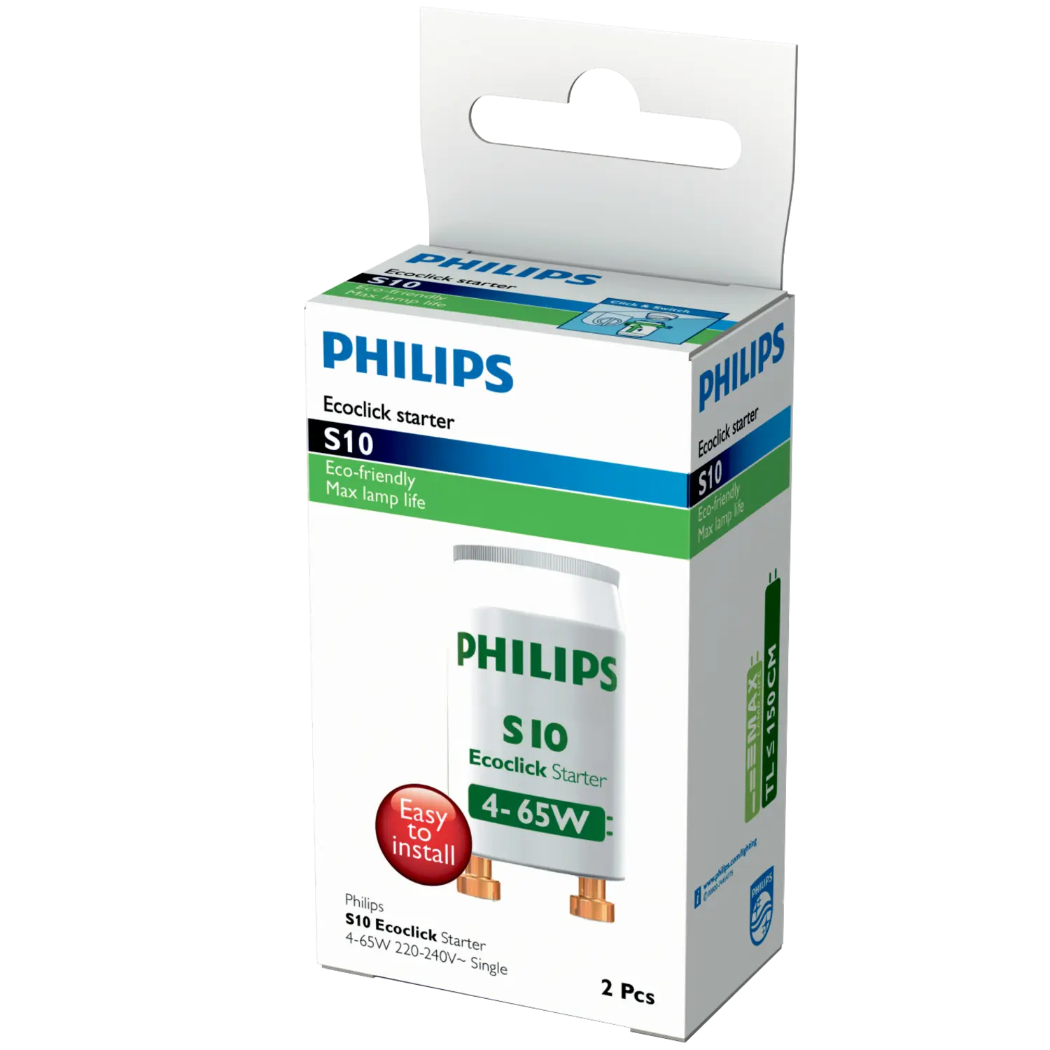 Philips S10 4-65W Ecoclick starter/glimtænder 220-240V 2 pak