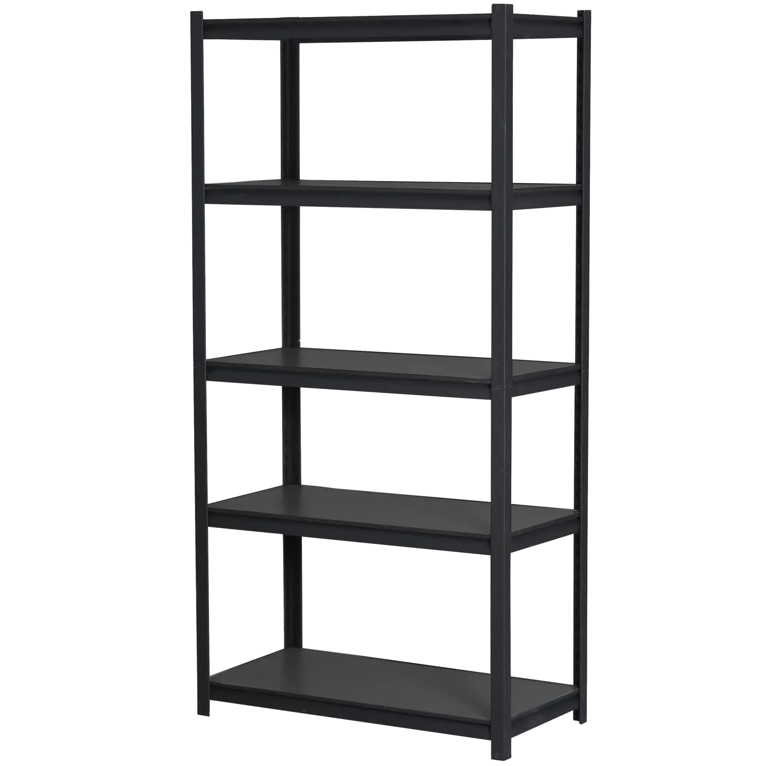 Stålreol mat sort H180 x B120 x D50 cm 5 MDF hylder