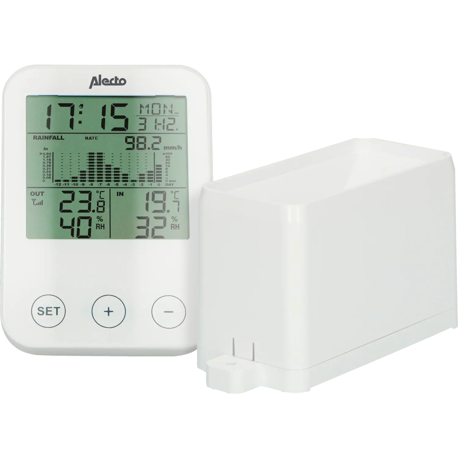 Alecto WS-1200 vejrstation med tråløs regn- og fugtighedsmåler hvid