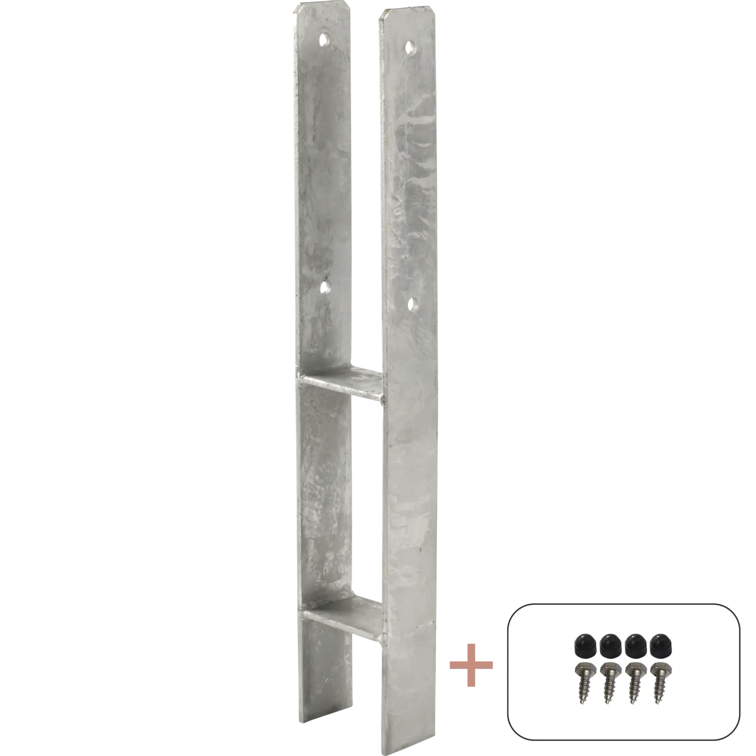Plus H-stolpefod 60 cm 9x9 cm stolper til nedstøbning m/skruer