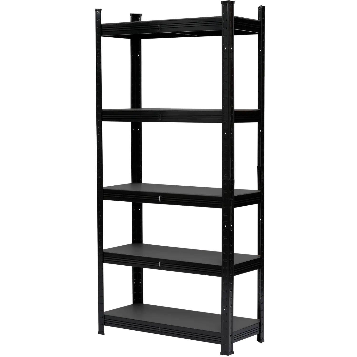 Stålreol mat sort H180 x B90 x D40 cm 5 MDF hylder