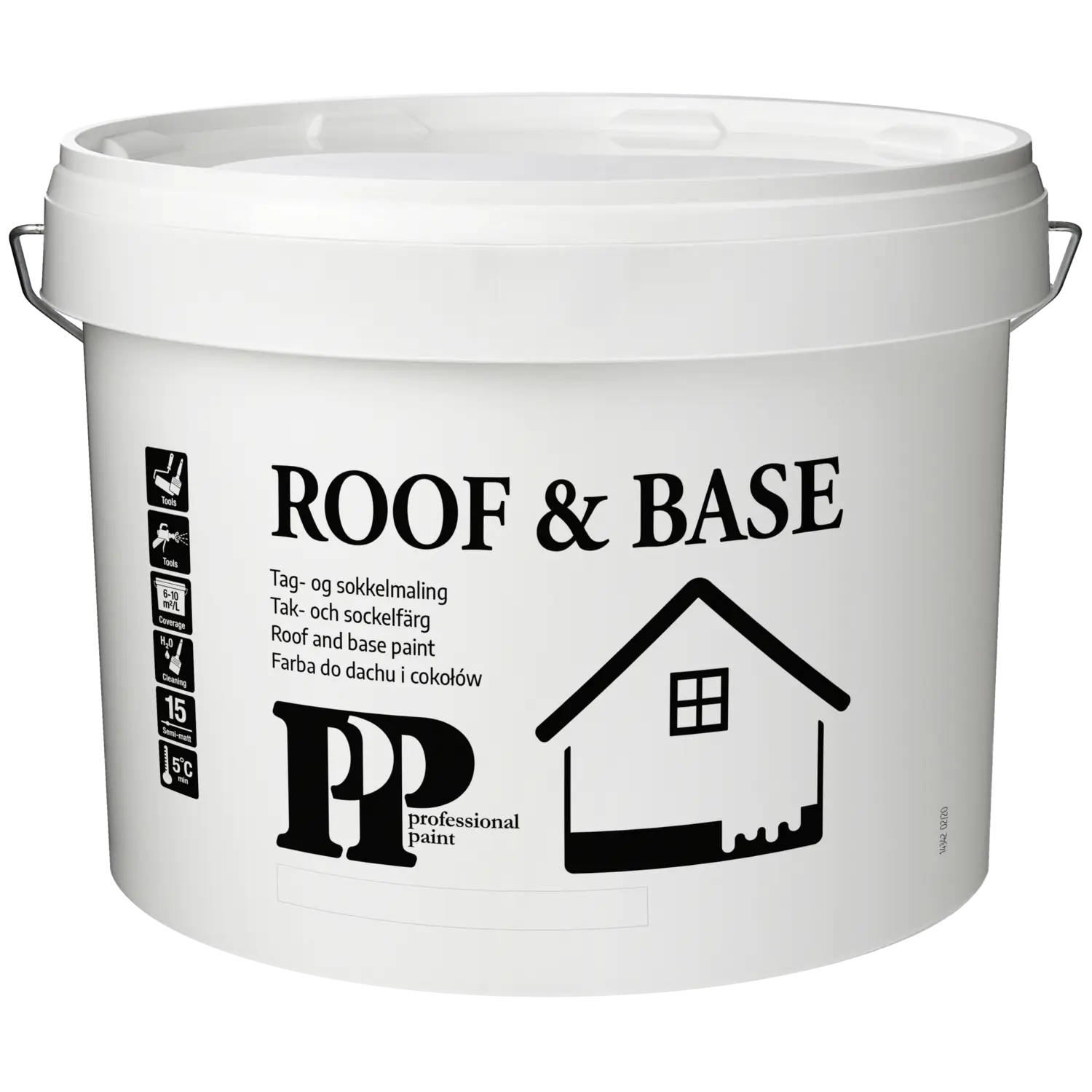 PP Tag- og sokkelmaling 25 sort 10 L